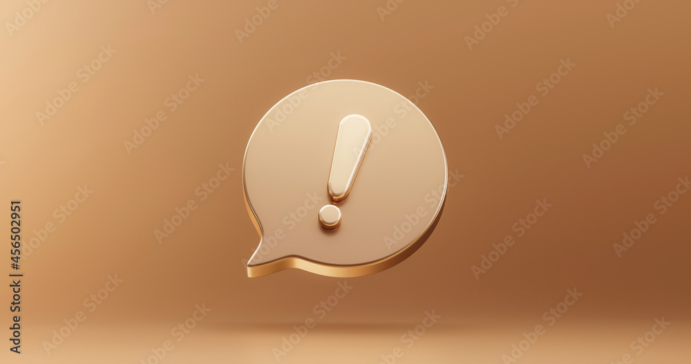 Gold important exclamation icon sign or attention caution mark ...