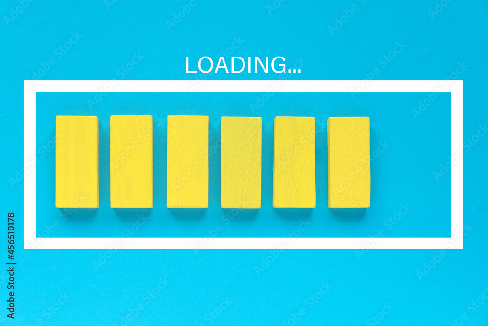Loading progress bar on a blue background. Stock Photo | Adobe Stock