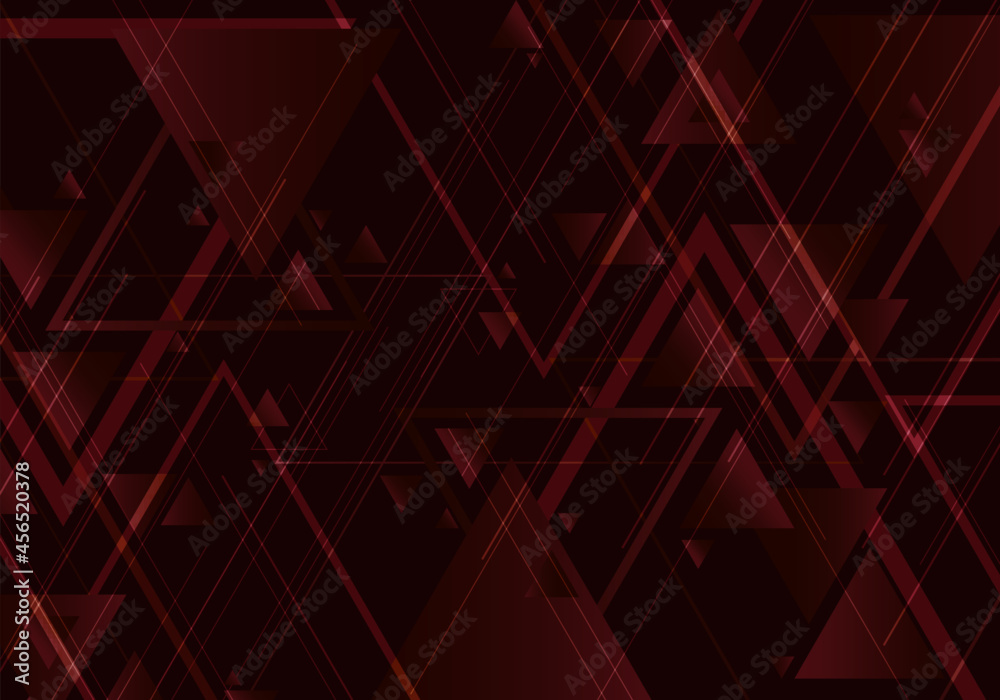 Abstract red triangles shape and lines on black background Stock Vector ...