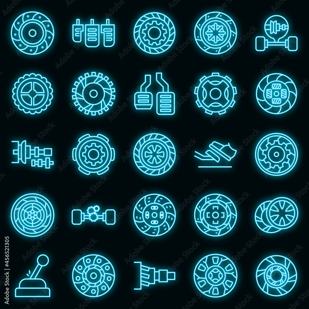 Clutch icon. Outline clutch vector icon neon color on black Stock ...