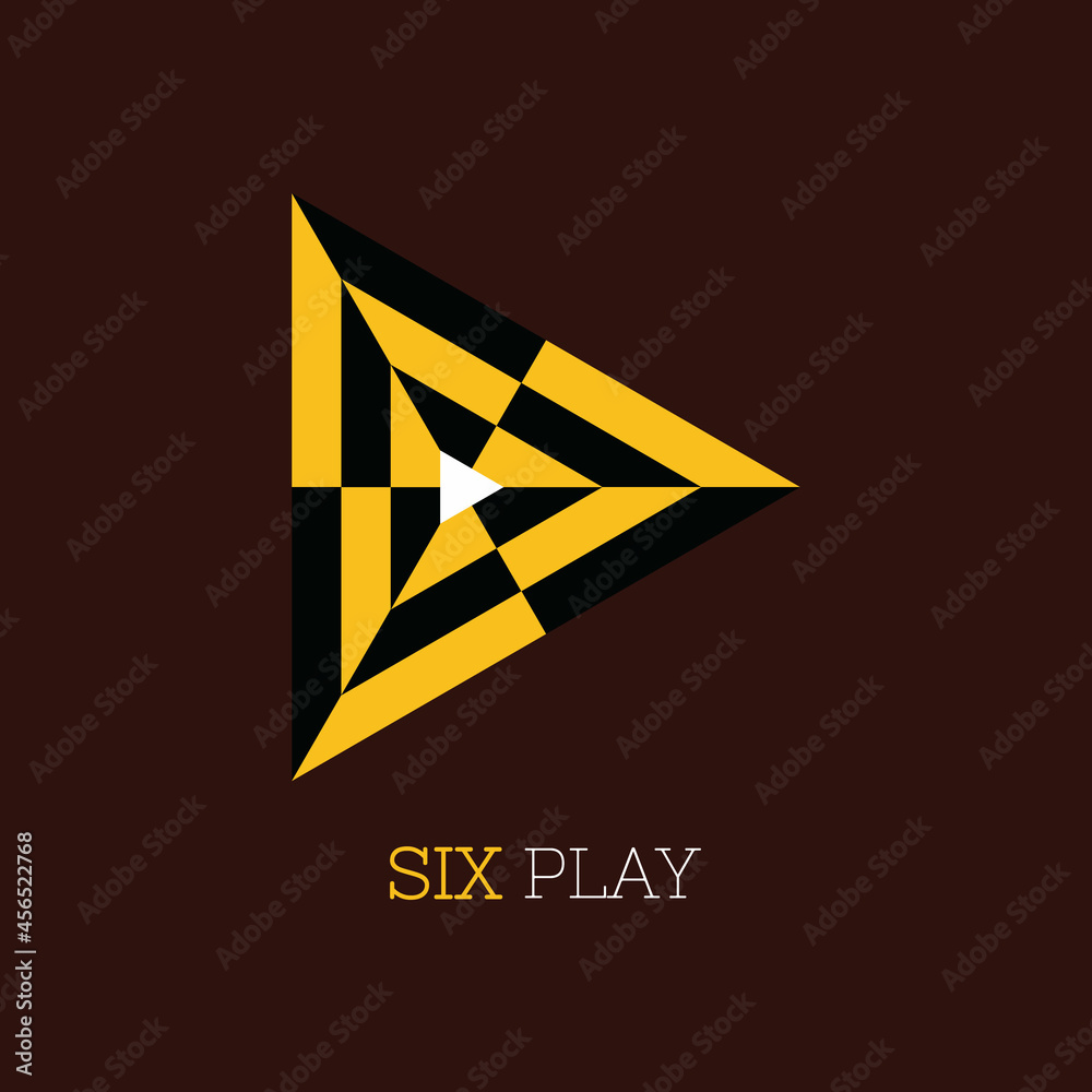 Logo for video. The flat logo of triangular play button in 6 fold ...