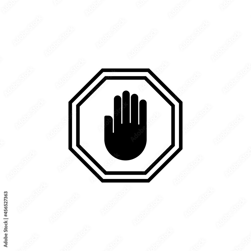 Stop icon. stop road sign. hand stop sign and symbol. Do not enter stop ...
