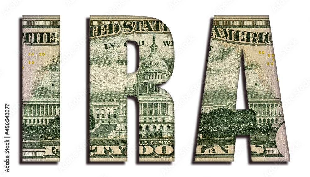 IRA Individual Retirement Account Abbreviation Word 50 US Real Dollar ...