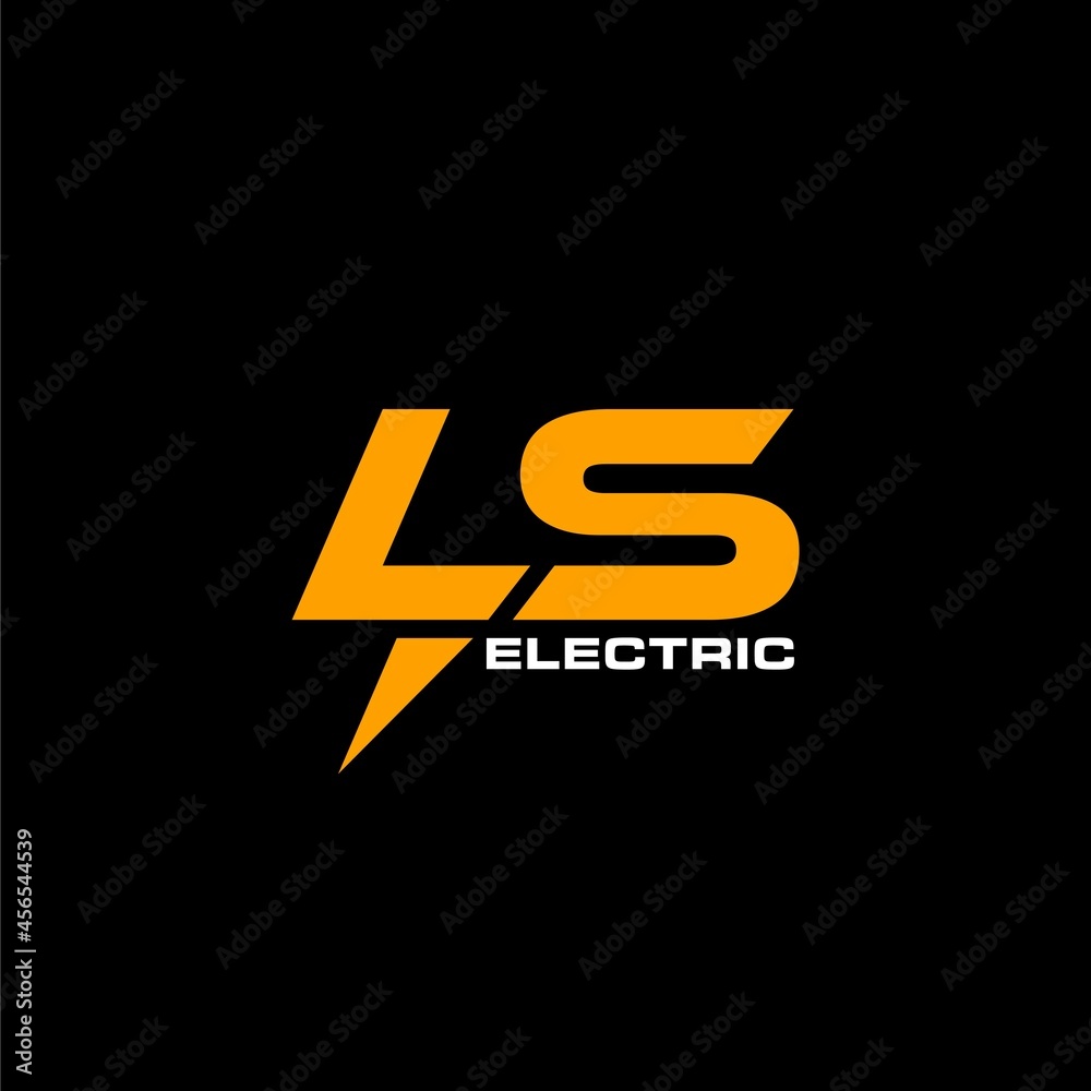 Bold and strong logo about the letter LS and electrical symbols. EPS 10 ...