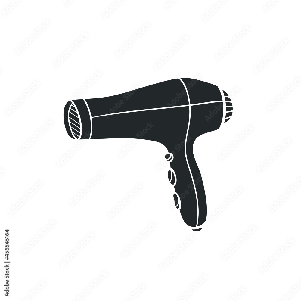Hair Dryer Icon Silhouette Illustration. Hairdresser Tools Vector ...