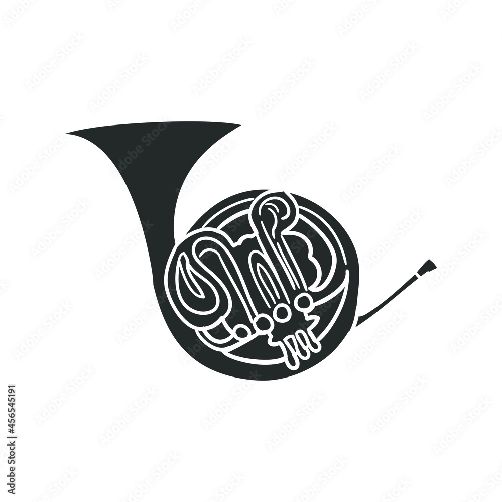 Horn Instrument Icon Silhouette Illustration. Music Tool Vector Graphic ...