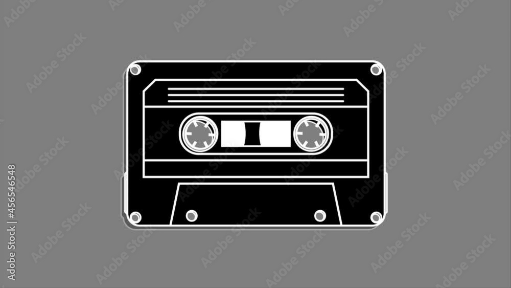 Playing Cassette tape animation white black seamless loop motion ...