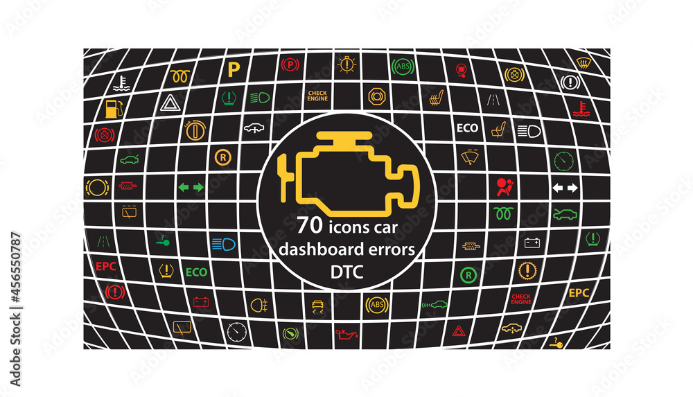 Over 70 icons pack- Car dashboard, dtc codes, error message, check ...