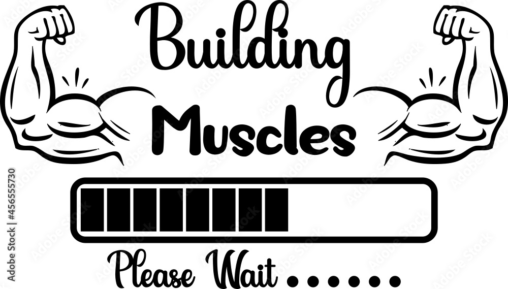 fitness building muscles with muscular biceps and loading symbol please ...