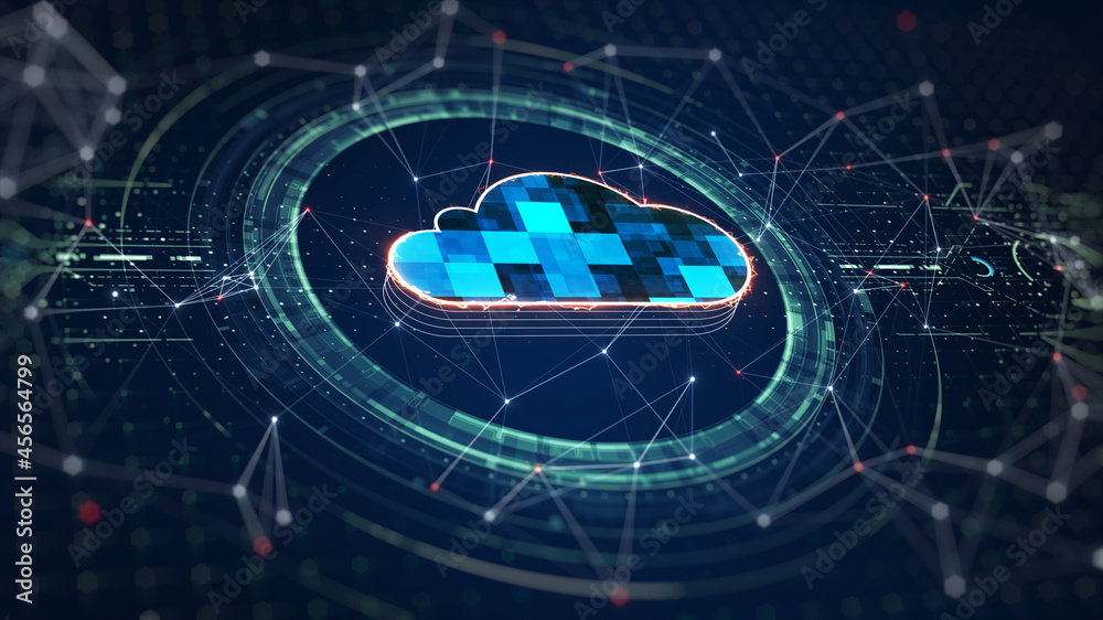 Cloud computing and Big data concept. 5G connectivity of digital data ...