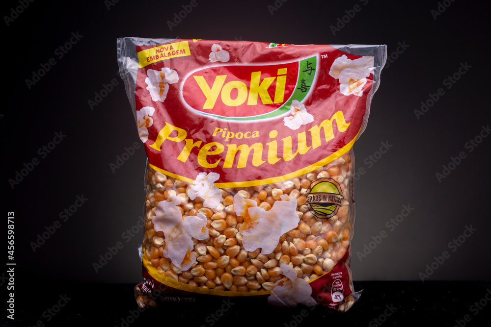 Rio de Janeiro, Brazil - April 23, 2020: Package of premium corn buds ...