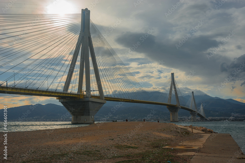 Corinthian Gulf Bridge between Rio and Antirio, Greece Stock Photo ...