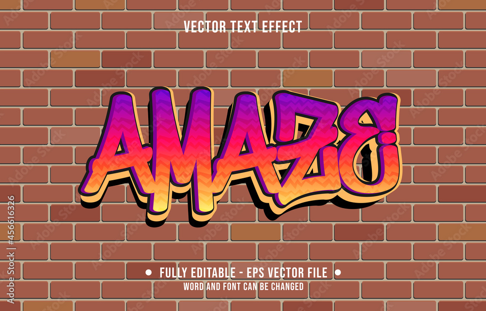 Editable text effect gradient color street graffiti wall style for ...