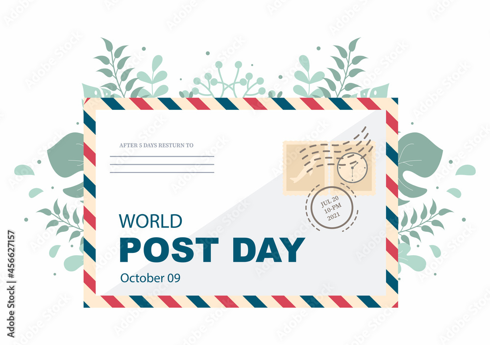 World Post Day Background Which is Celebrated on October 9 with Mail ...
