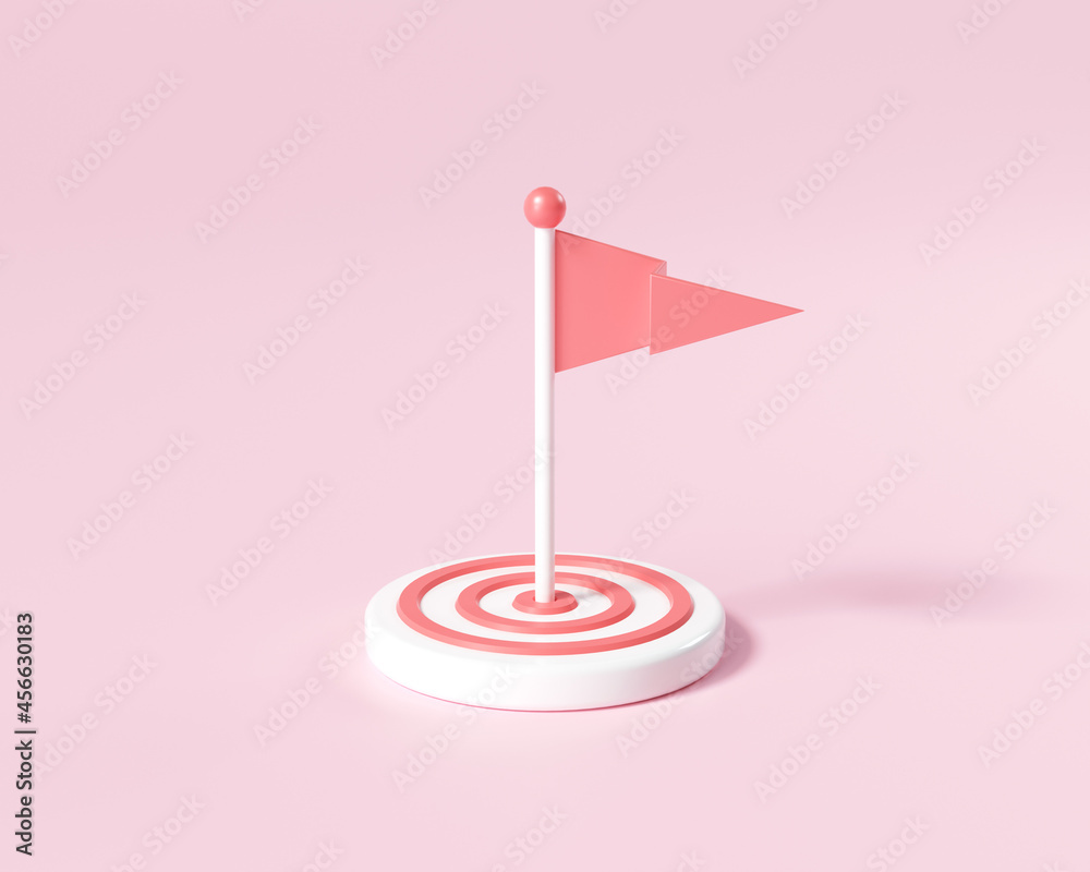 3D Flag in the middle of target. aimed at a goal, increase motivation ...