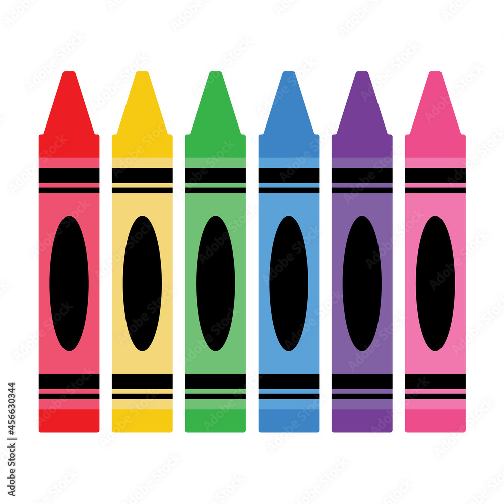 Vector Set of Crayons on White Background Stock Vector | Adobe Stock