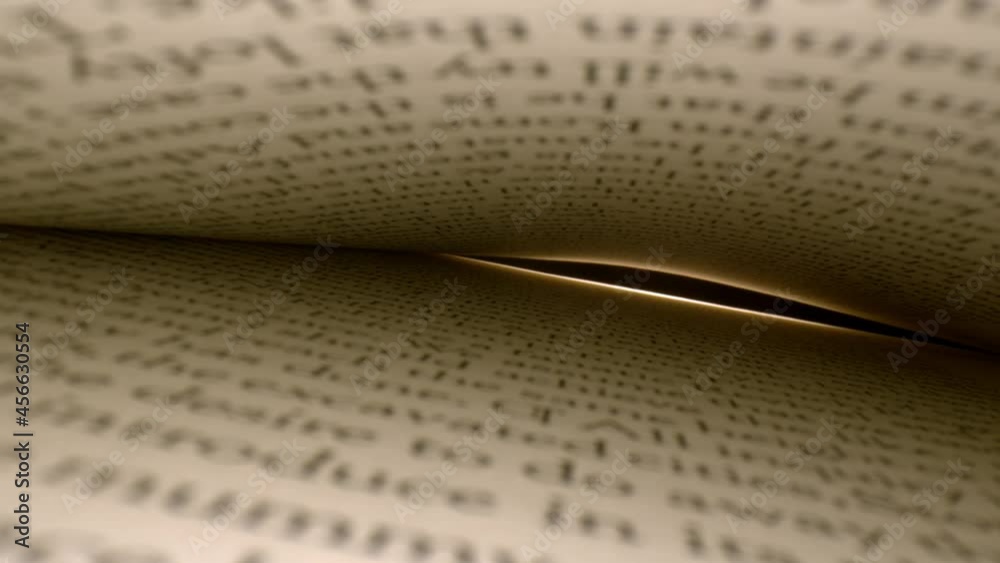 Inside a book, pages on top and bottom, spotlight at far end of pages ...