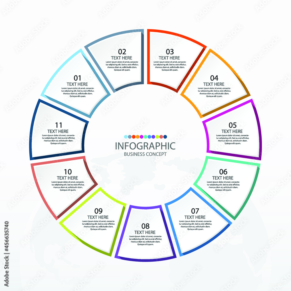 Basic circle infographic template with 11 steps, process or options ...