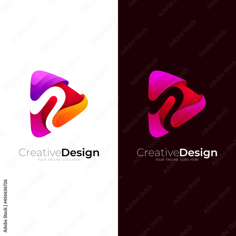 Abstract play logo with letter P design template Stock Vector | Adobe Stock