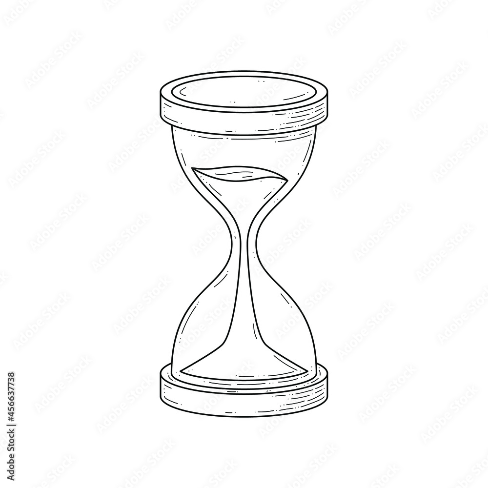 Abstract Hand Drawn Hourglass With Sand Doodle Concept Vector Design ...