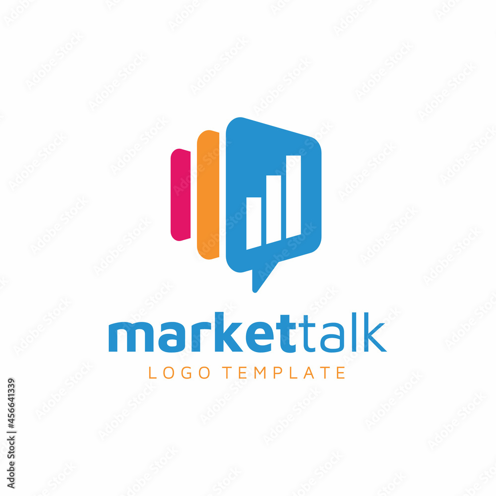 Bubble Chat Icon with Graphic Chart Stats Bar for Business Marketing ...