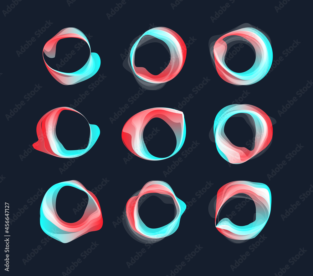 Wavy round abstract liquid vector logo concept set. Headline poster ...