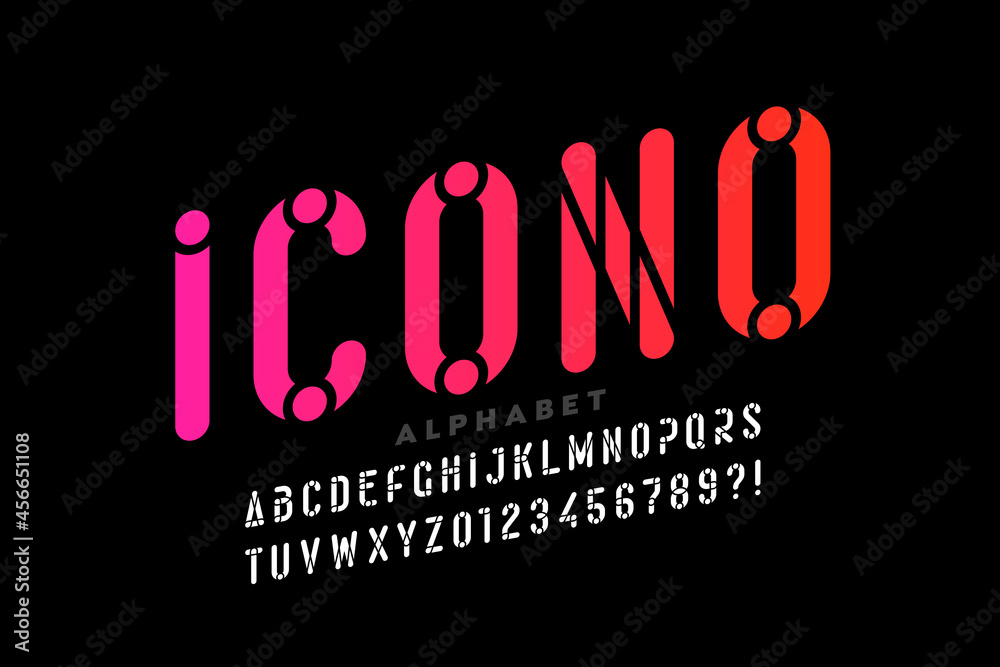 Modern outline style font design, alphabet and numbers vector ...