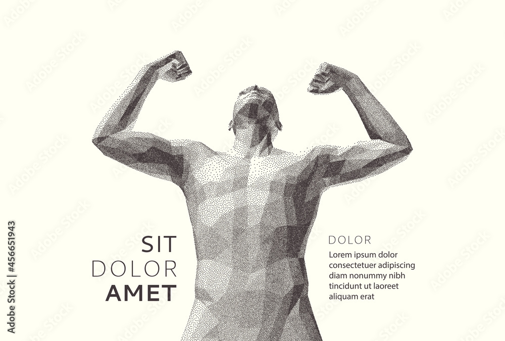 Champion raising both hands in the air as a true winner. Victory and ...