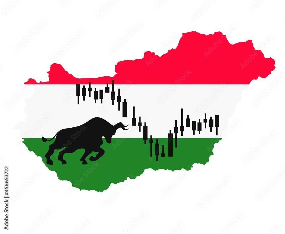 Hungary economics vector illustration with flag of the Hungary and ...