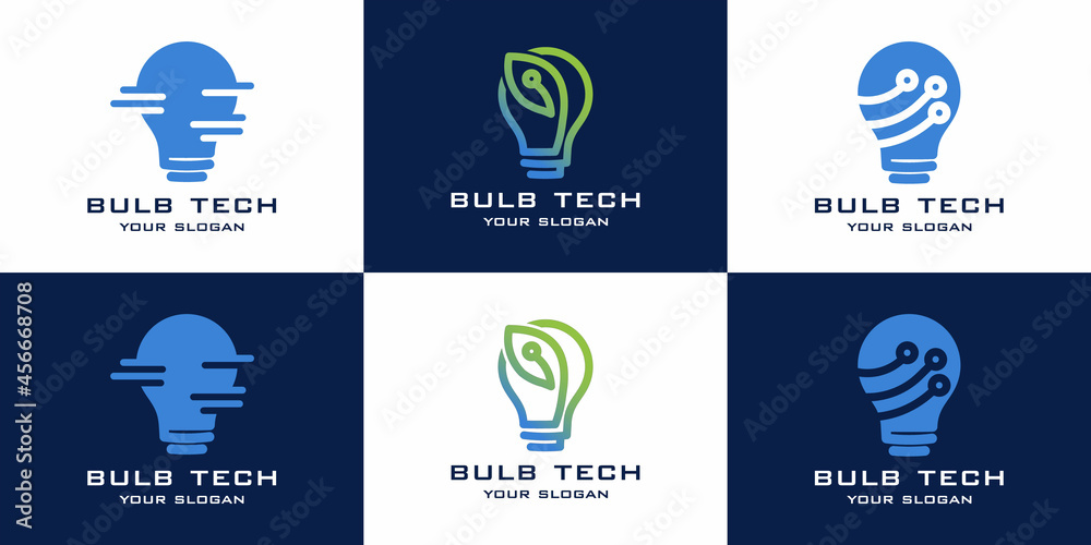 set of bulb technology logo collection Stock Vector | Adobe Stock