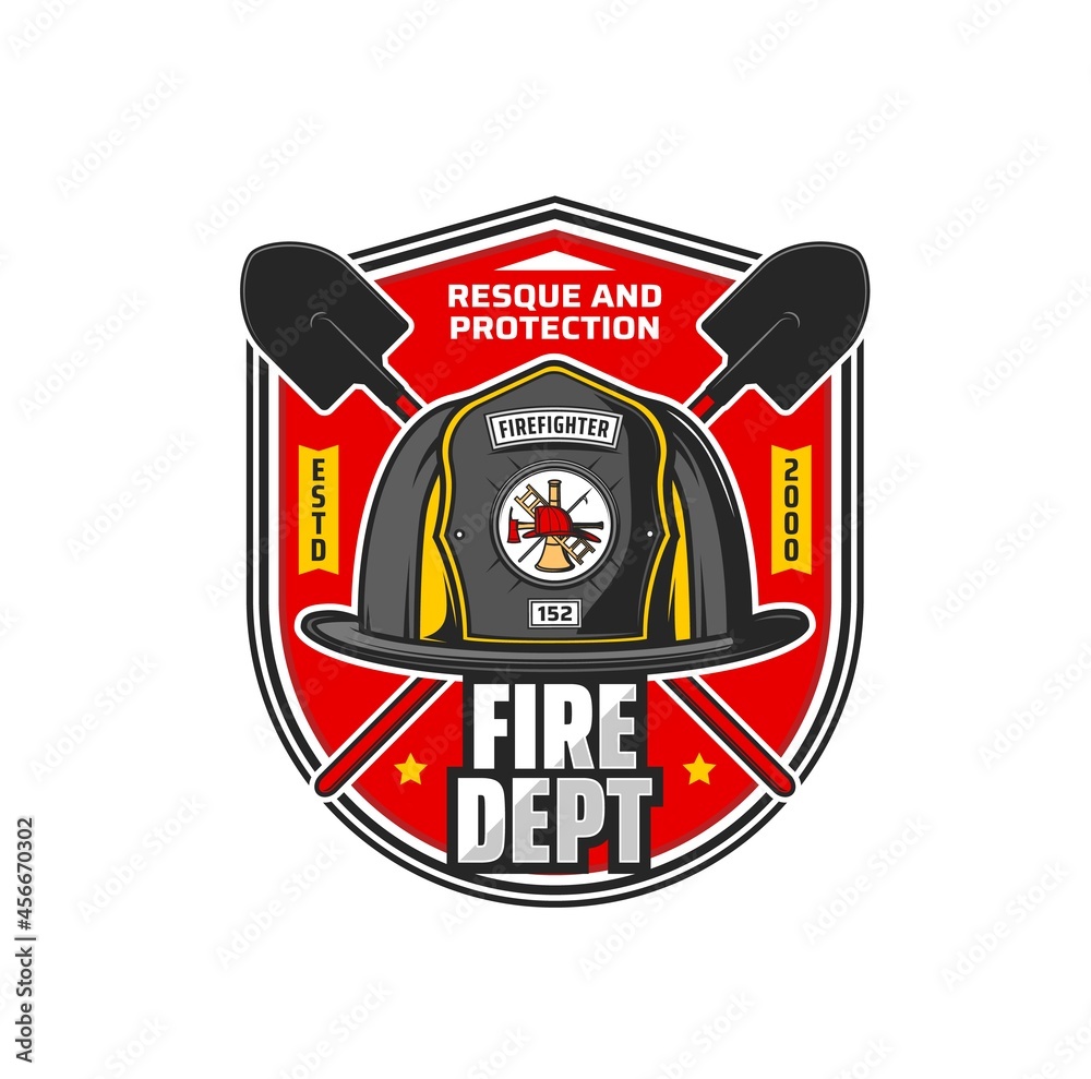Firefighting department icon. Fire dept, firefighting brigade vector ...