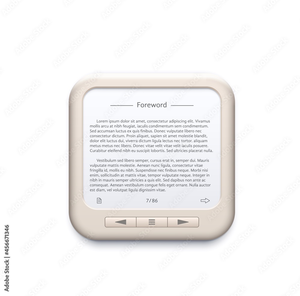 Portable electronic book reader, mobile device icon. E-reader, mobile ...