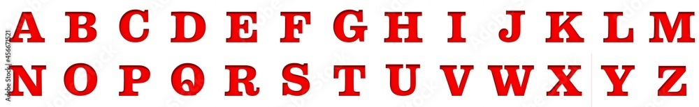 ภาพประกอบสต็อก Alphabet letters red 3d signs text capital letters ...