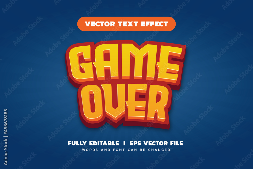 game over editable text effect design Stock Vector | Adobe Stock