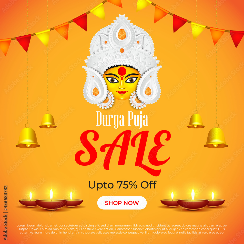 vector illustration for Indian hindu festival Durga puja sale banner ...