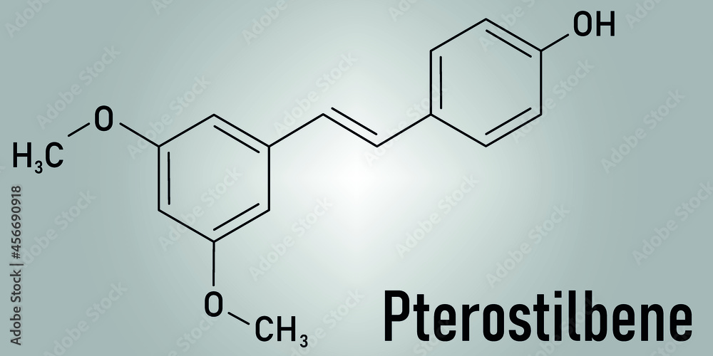 Pterostilbene molecule. Skeletal formula. Chemical structure Stock ...