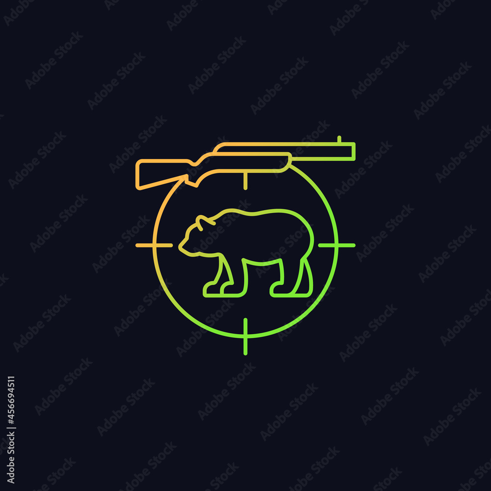 Big game hunting gradient vector icon for dark theme. Hunt large ...