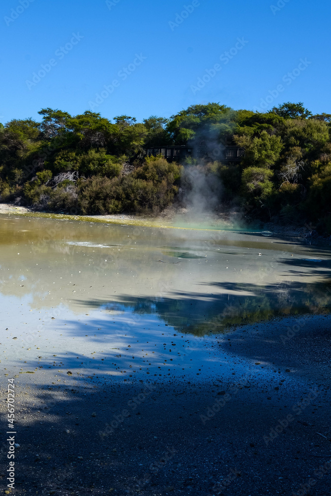 Boiling mud and sulfur springs due to volcanic activity in Wai-O-Tapu ...