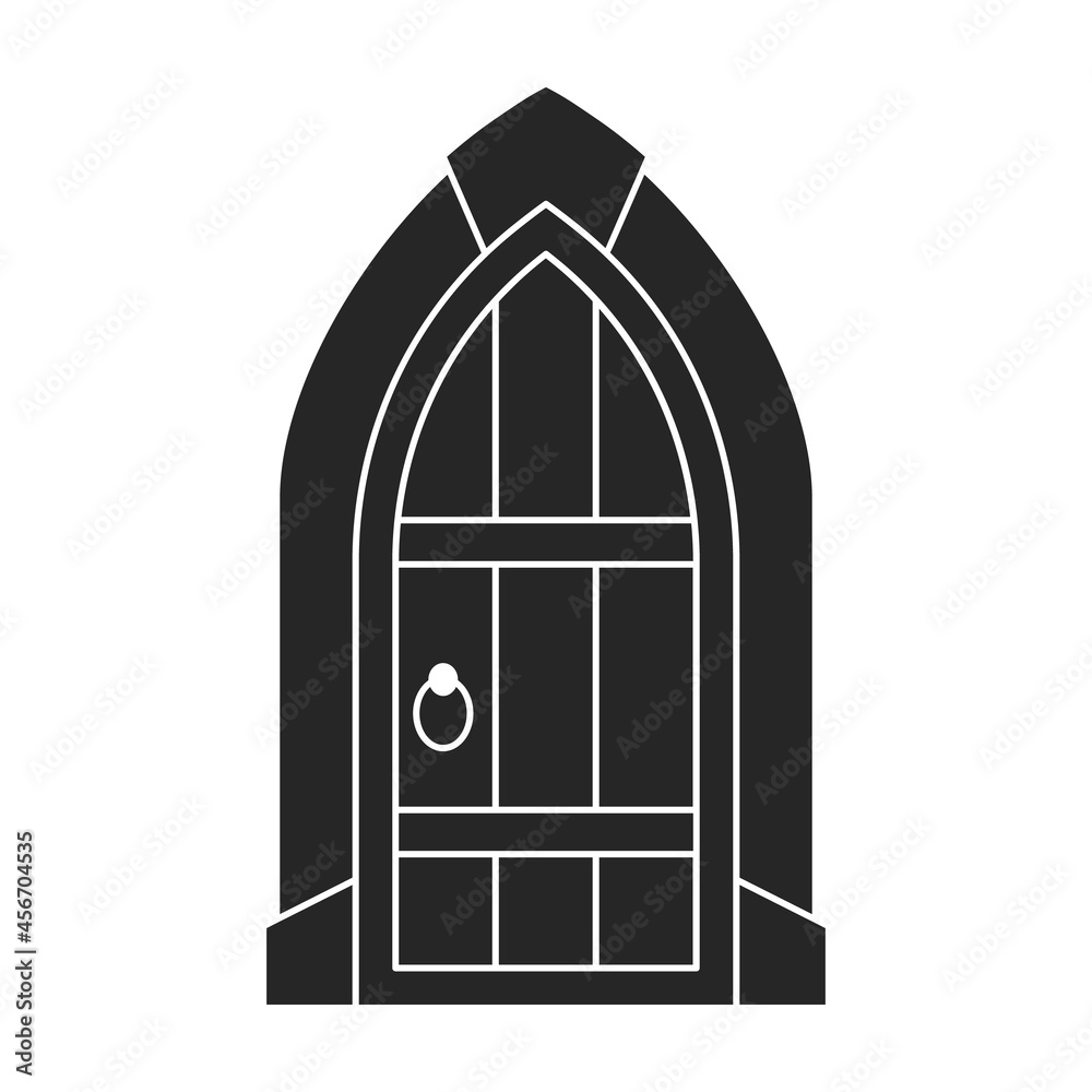 Medieval door vector black icon. Vector illustration castle doors on ...