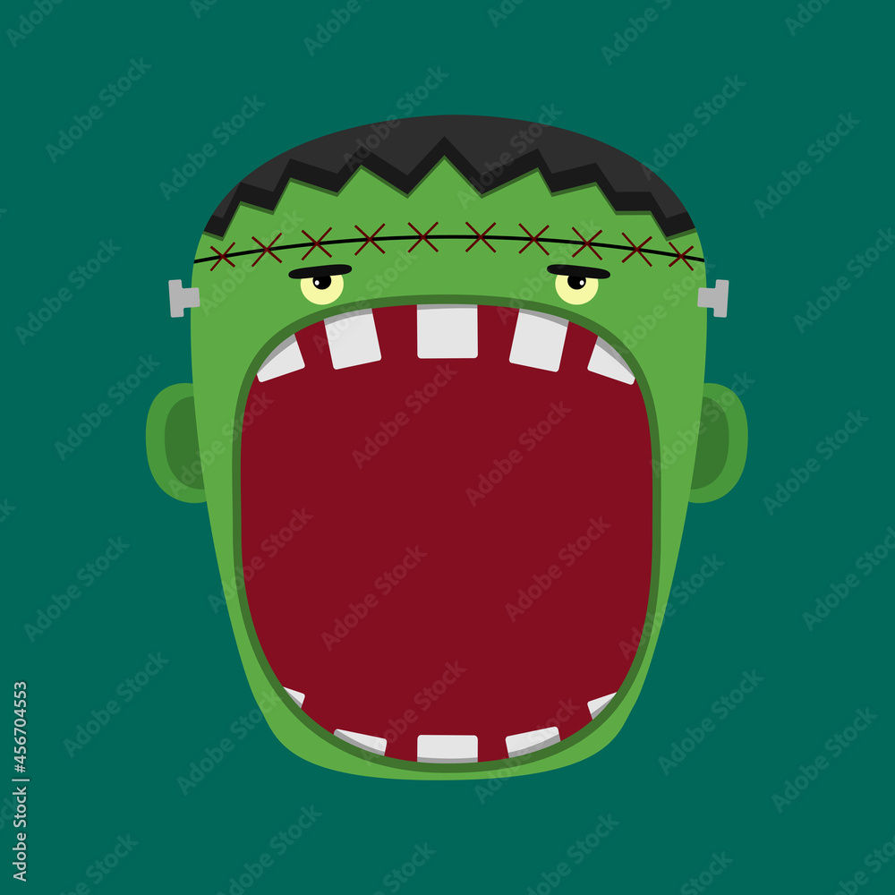 Big Frankenstein Character Head and Open mouth, Vector and Illustration ...