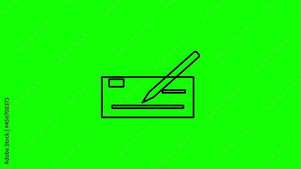 Vidéo Stock Cheque line icon animation on the green screen background ...