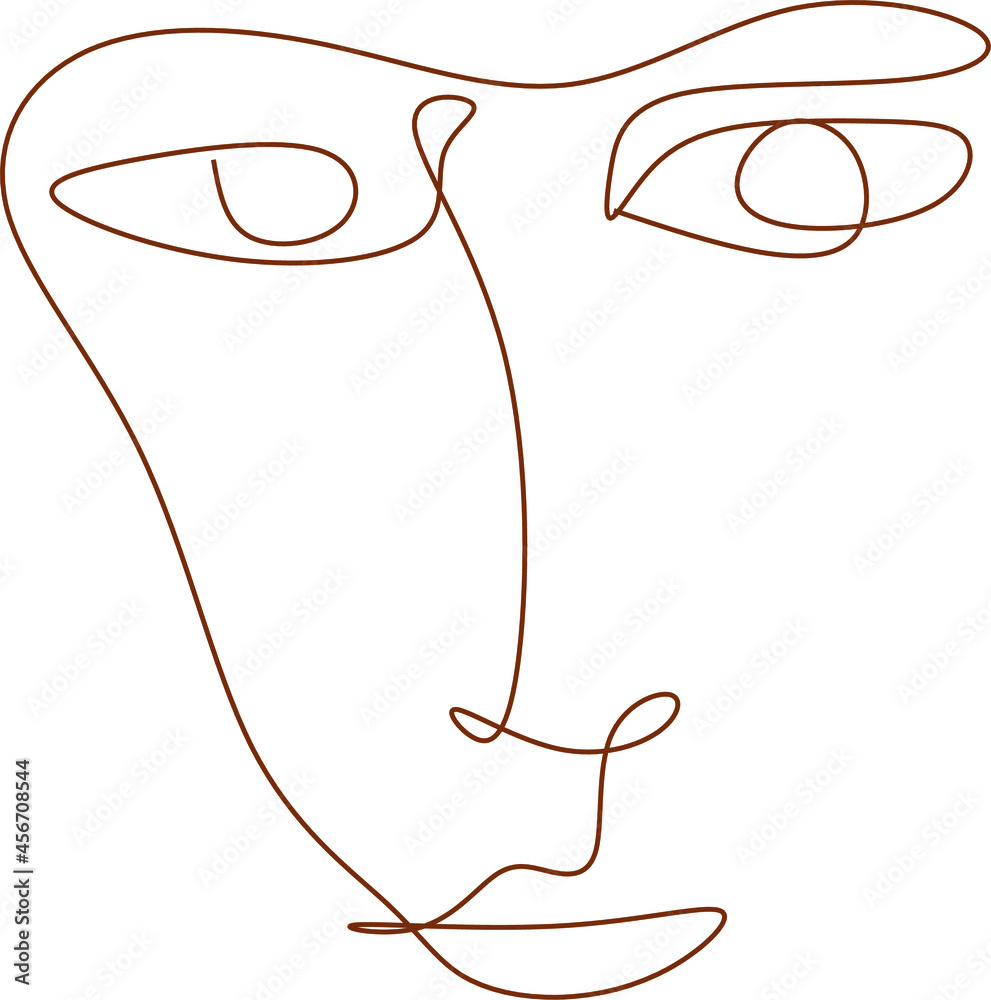 Abstract Cubism linear face. Simple minimal beauty logo. Continuous ...