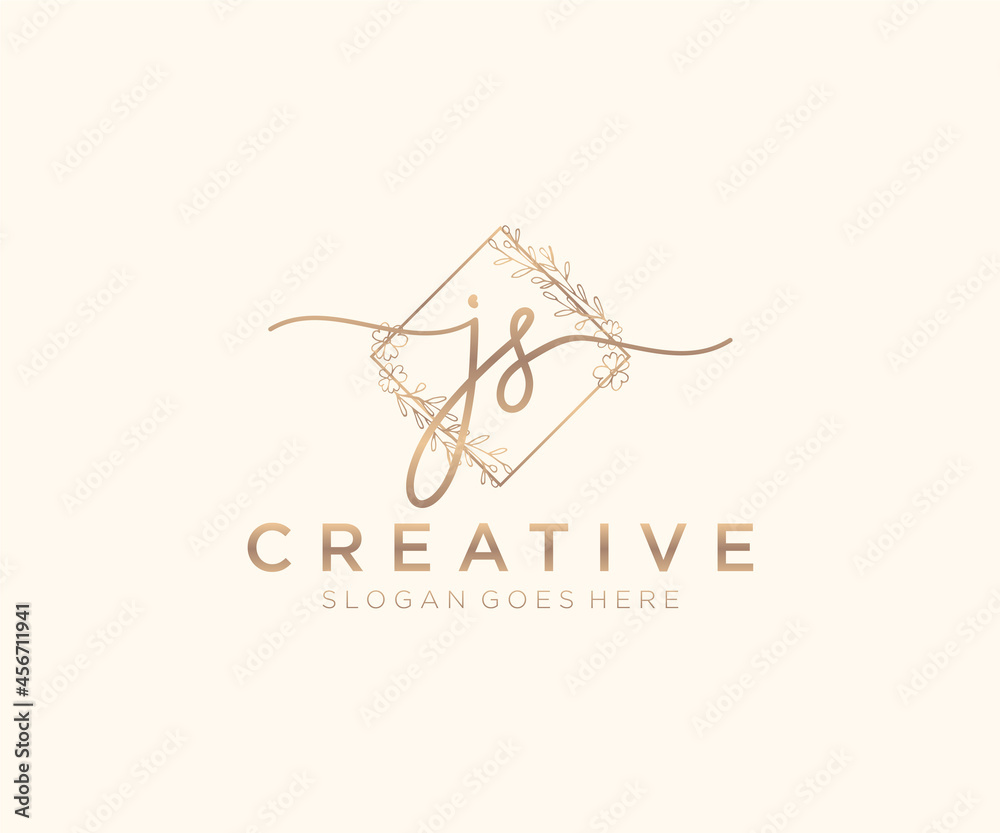 initial JS Feminine logo beauty monogram and elegant logo design ...