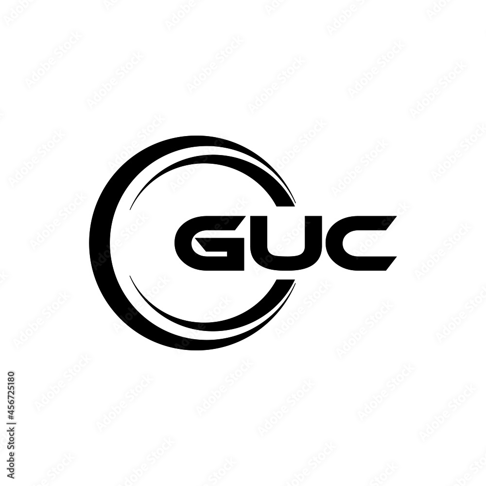 GUC letter logo design with white background in illustrator, vector ...