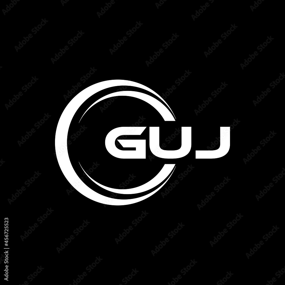 GUJ letter logo design with black background in illustrator, vector ...