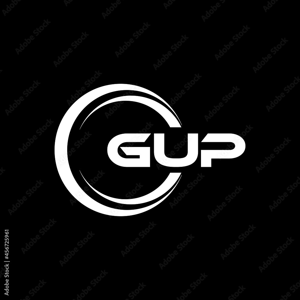 GUP letter logo design with black background in illustrator, vector ...