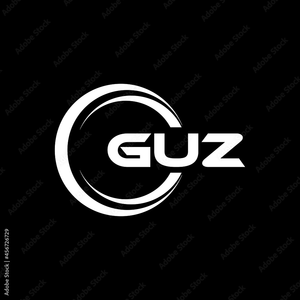 GUZ letter logo design with black background in illustrator, vector ...