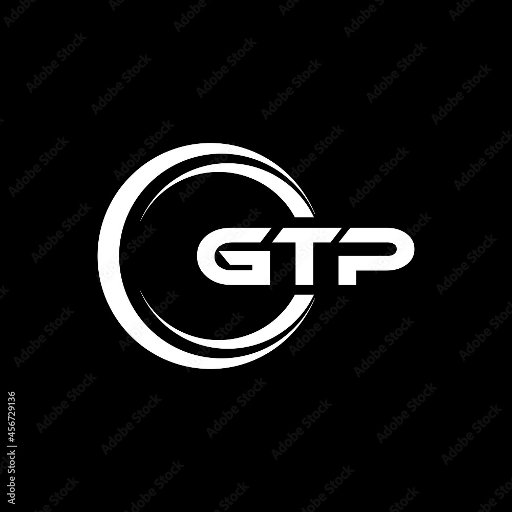 GTP letter logo design with black background in illustrator, vector ...