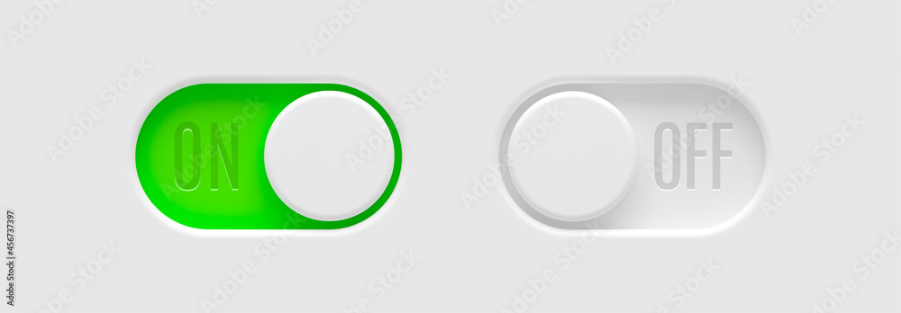 On and Off toggle switch buttons. Material design switch buttons set ...