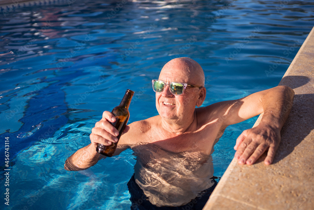 Beer Drinking Guy In Pool